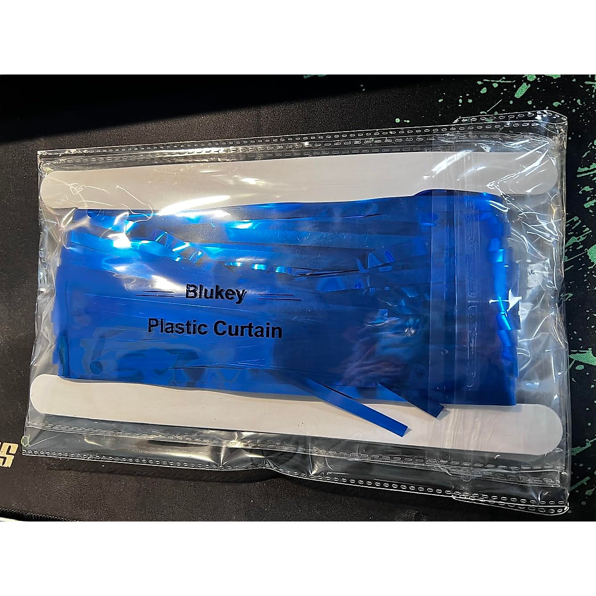 Blukey 2 Pack 3ft x 8ft Foil Fringe Backdrop Metallic Tinsel Door Window Curtain Party Photo Booth Props for Birthday Bachelorette Wedding Graduation Party Decorations (Royal Blue)