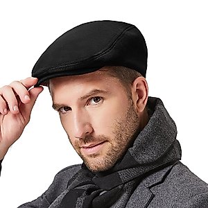 Century Star Newsboy Hats for Men Flat Cap Gatsby Hats Ivy Driving Cabbie Cap Vintage Costume Hat Black One Size