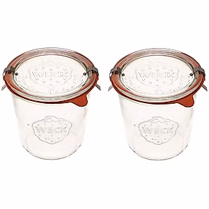 Weck Canning Jars 742 - Weck Mold Jars made of Transparent Glass - Eco-Friendly Canning Jar - Storage for Food, Yogurt with Air Tight Seal and Lid - 1/2 Liter Tall Jars Set - (2 Jars)