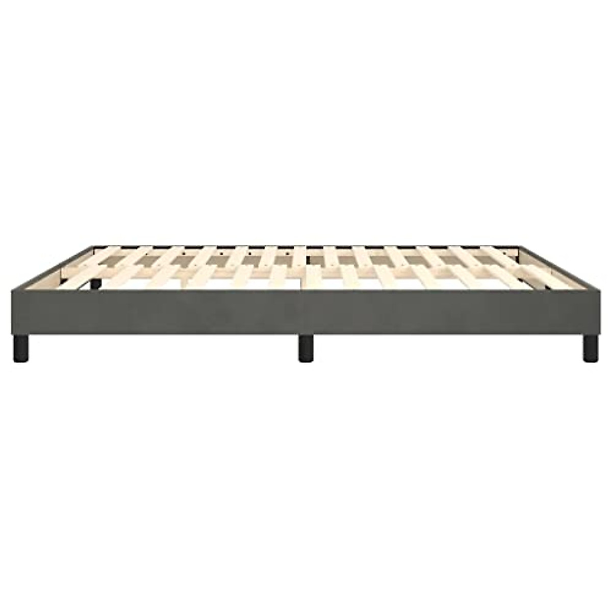 vidaXL Box Spring Bed Frame Home Indoor Bedroom Bed Accessory Wooden Upholstered Double Bed Base Furniture Dark Gray 76"x79.9" King Velvet