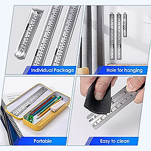 Gimars 3 Pcs Nonslip Unique Measure on Both Ends Design 6 +12 inch Stainless Steel Metal Ruler Kit, Easy to Read Inch&mm&cm Directly, More Polished Edge for School, Office, Architect, Engineers, Craft