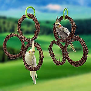 Bird Parrot Swing Toy, Natural Rattan Ring Bird Chewing Toy, DIY Bird Perch Stand, Bird Cage Accessories, Suitable for Parrot Parakeet Cockatiel Rat Hamster Sugar Glider
