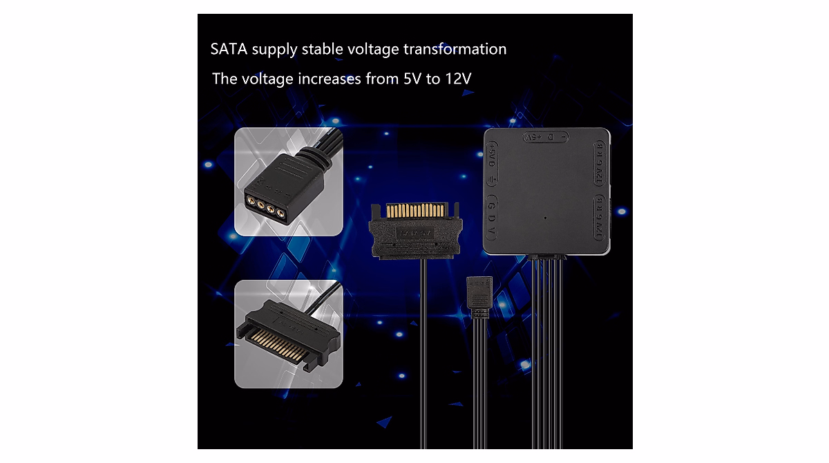 XMSJSIY ARGB to RGB Converter: 5V 3-Pin to 12V 4-Pin Hub