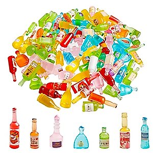 100PCS Dollhouse Miniature Drink Bottle Miniature Bottles Wine Bottles Mini House Decoration