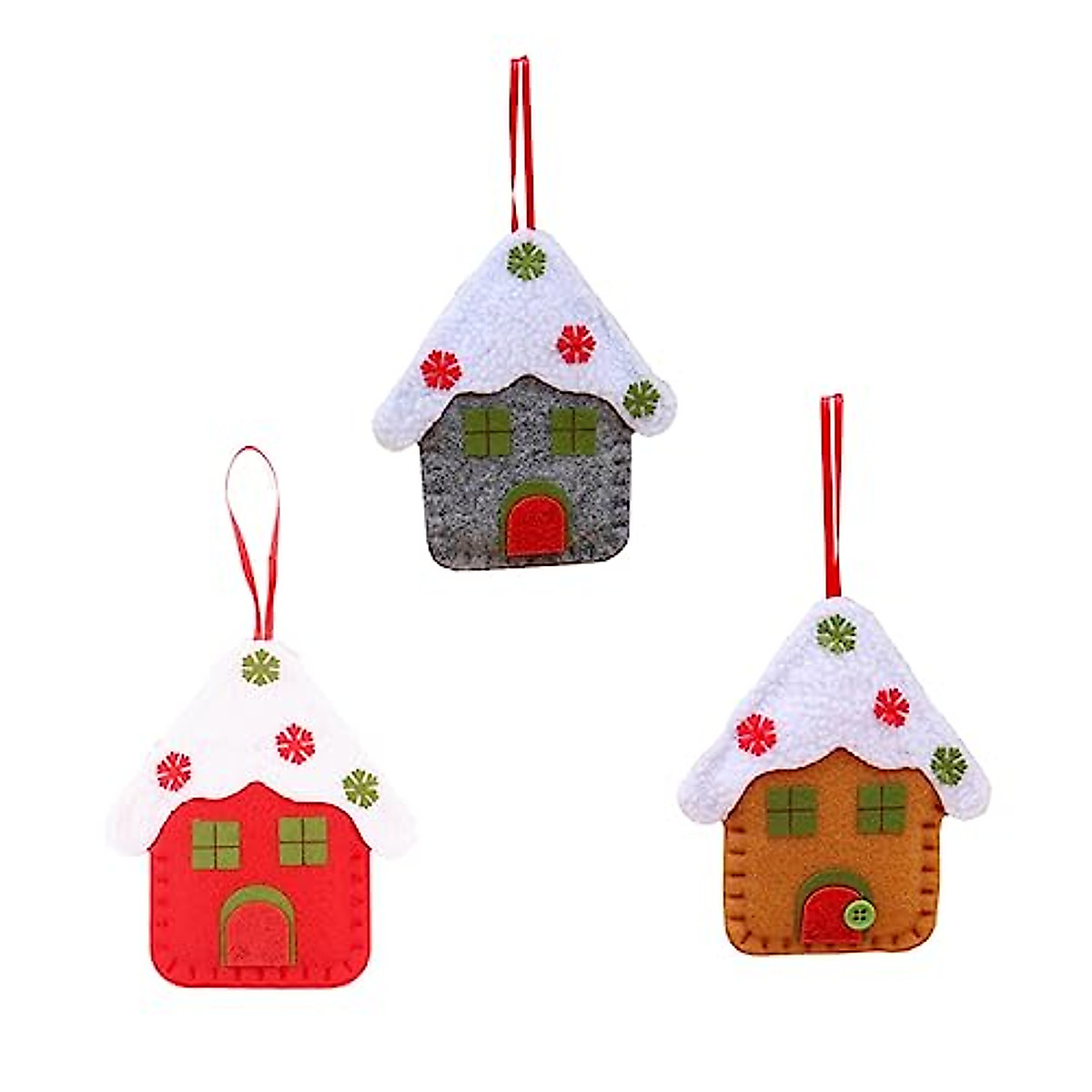 Garneck 3pcs Christmas Tree Pendant Felt Xmas Tree Ornaments Winter Festive Decoration Christmas Hanging Decors Christmas Pendants Durable Hanging Ornament Small House Non-Woven Fabric