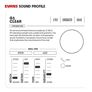 Evans Drum Heads - G1 Clear Tom Drumhead, 16 Inch