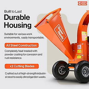 SuperHandy Mini Wood Chipper Shredder Mulcher Heavy Duty 7HP Compact Design 3" Inch Max Capacity