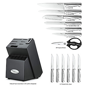 Marco Almond KYA28 Japanese High Carbon Stainless Steel Self Sharpening Knife Block Set + Marco Almond MA61 Cheese Graters Set of 4