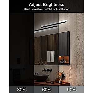 Wanzvisk 32 Inch LED Vanity Lights，Lighting Fixtures，Bathroom Lights，12w Indoor Wall Mount Sconces Lamps with 120lm Brushed Black（Cold White 6000K）