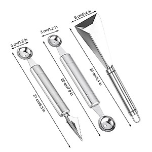 Klyuqoz Fruit Carving Tools, Fruit Carving Knife Pack of 3, Stainless Steel Vegetable Carving Tools, Melon Baller Scoop DIY Carving Knives for Home Kitchen