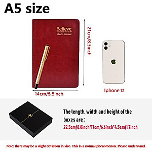 SAYEEC Journal with Pen Set A5 360 Sheets Thick Journal Notebook Large Lined Paper Soft Faux Leather Hardcover Vintage Notebook for Writing,Taking Notes, Anniversary/Birthday/Mother's Day Gift (Dark Red)