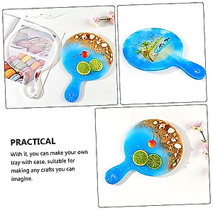 VILLCASE Tray Mold Round Serving Tray Clear Resin Epoxy Resin Coasters Bowl Mats Making Dinner Plate Resin Coaster Molds Coasters Mould Creative Coaster Mold Handle Tray Mould Cutting Board