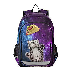 ALAZA Cute Cat Taco Galaxy Laptop Backpack Purse for Women Men Travel Bag Casual Daypack with Compartment & Multiple Pockets