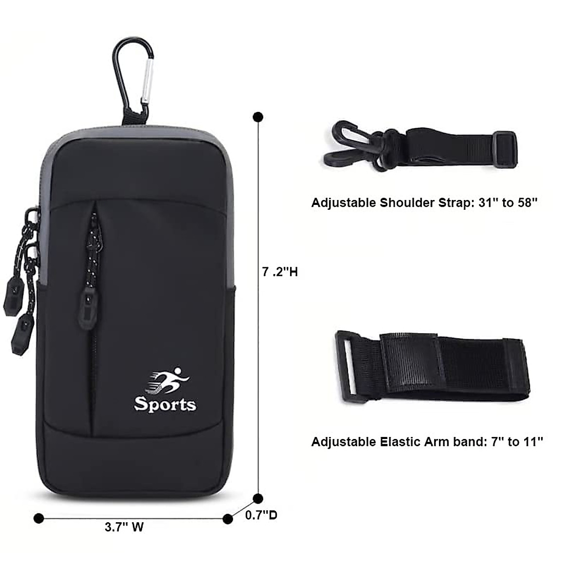 Sport Running Armband Cell Phone Holder Crossbody Purse Belt Pouch Arm Bag for Samsung Galaxy S21 FE S23 S22 Ultra S20 Plus/Google Pixel 6a 7 6 5 4 XL/iPhone 13 14 Pro Max BLU View 2 TCL 10L (Blue)