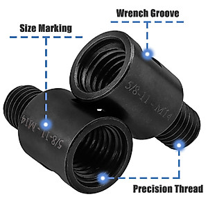 Mesee 2 Pieces Angle Grinder Adapters 5/8"-11 Female to M14 Male Thread Adaptor Converter Rod 5/8''-11 to M14 Rotary Polisher Grinder Attachment for Diamond Core Bits Polishing Pad Saw Blade