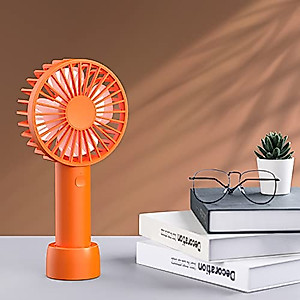 Coolfor Handheld Fan,Mini Portable Fan 2000mAh USB Rechargeable Battery Operated Cooling Hand Fan with 3 Adjustable Speeds for Travel Makeup Office shopping picnic indoor outdoor use(Orange)