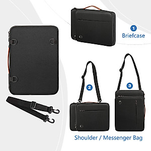 FINPAC 12.9-13 Inch Tablet Laptop Sleeve Case, Briefcase Shoulder Bag for MacBook Pro 14, iPad Pro 12.9 2018-2022, MacBook Air 13 2018-2022, MacBook Pro 13 2016-2022, Surface Laptop Go, Black