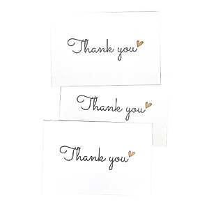 RXBC2011 50 Little Thank You Cards Gold Heart Design Bulk Thank you Notes for All Occasions 4 X 6 Inch