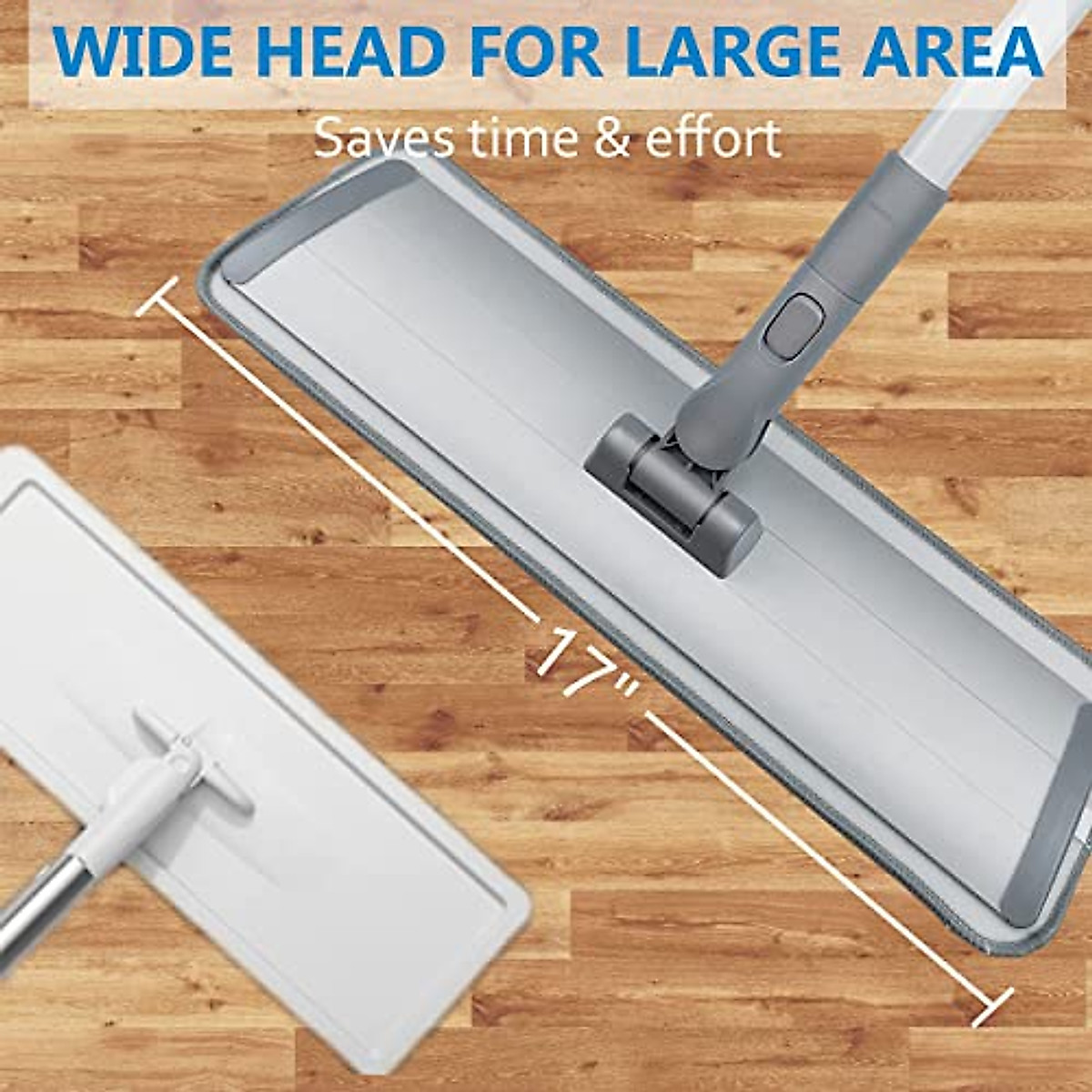 Microfiber Mop for Floor Cleaning, Aifacay Flat Floor Mop with 4 Washable Mop Pads Wet Mop System 360 Swivel Dust Dry Mop for Hardwood Laminate Tile Vinyl Floors Wall Baseboard Mop with Long Handle