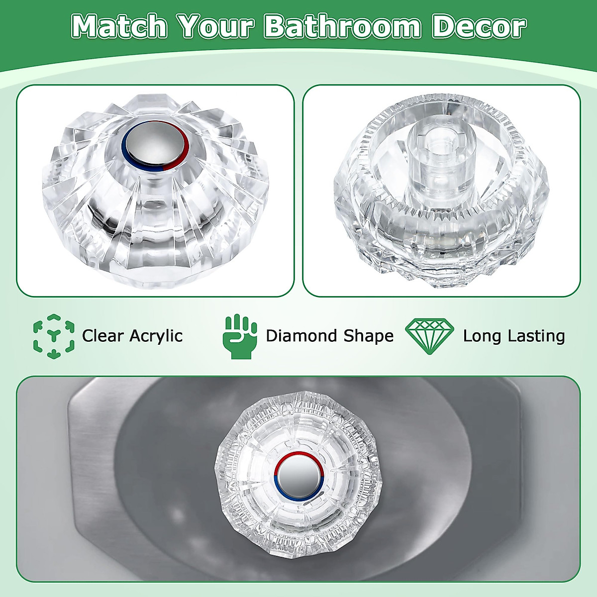 Dreyoo Shower Faucet Handle Replacement for 940-240/940-950A, Compatible with Price Pfister Avante Kitchen, Bath, Tub Faucets, Single Acrylic Shower Knob