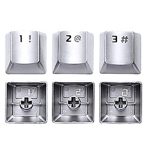 Qupei Metal Keycaps OEM(WASD Keys) FPS/MOBA for 60%/87/104/108 for MX Switches Mechanical Keyboard, Ultra-Thin FPS & MOBA Gaming Keyboard Caps for Cherry Mx Switch (Silver)