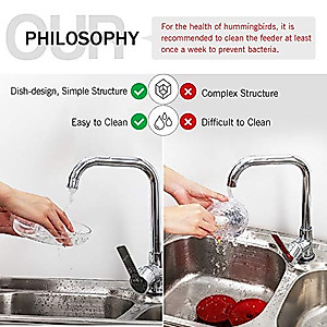 eWonLife Hummingbird Feeder, for Outdoors Hanging, 2 Pack, Leak-Proof, Easy to Clean and Refill, Saucer Humming Bird Feeder, Including Hanging Hook, with 5 Feeding Ports (16 Ounce/Pack)