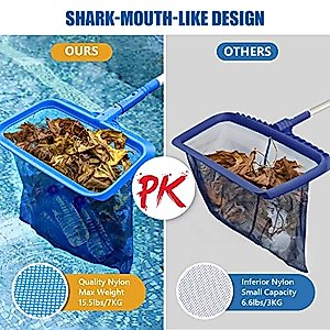 Mowend Swimming Pool Skimmer Net Only, Leaf Pool Net with15.4 Inch Deep Bag Catcher for Heavy Cleaning Ponds, Fits Standard 1-1/4" Pool Pole (Pole Not Included)