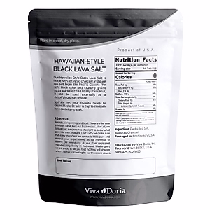 Viva Doria Hawaiian Black Lava Sea Salt, Fine Grain, Lava Salt, 5 lb (2.27 kg)