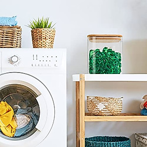 ComSaf Glass Food Storage Containers, 111/37 oz Glass Flour and Sugar Containers with Airtight Lids, Large Square Glass Jars with Bamboo Lids for Rice, Pasta, Oats, Grains, Cookies, Snacks, Candy