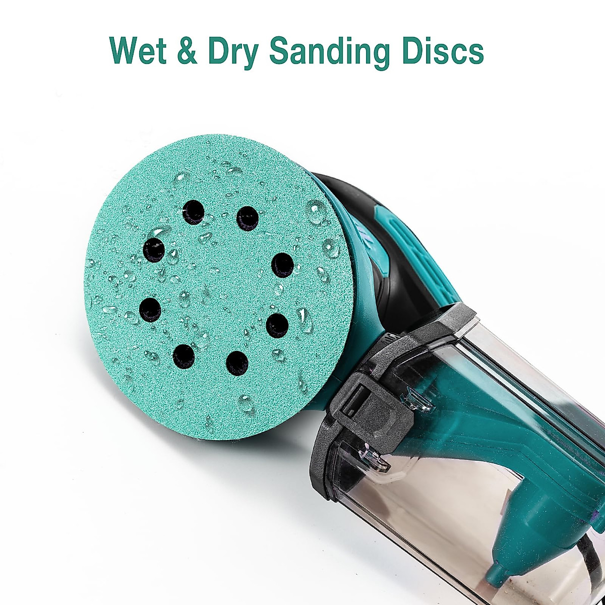 Aiyard 5-Inch 8-Hole Wet Dry Sanding Discs 2000 Grit, Polyester Film Backed Heavy-Duty Hook and Loop Sandpaper for Random Orbital Sander, 50-Pack