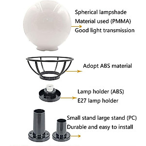 DUBOXX Waterproof Outdoor Garden Pillar Light Industrial Modern Post Lights Spherical Globe Ball Column Lamp Community Patio Landscape Lighting E27 External Fence Deck Post Lantern (Color : Clear, S