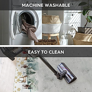 Artoid Mode Deer Snowflakes Pine Tree Christmas Area Rug, Xmas Winter Home Decor Low-Profile Washable Area Rugs for Entryway Bedroom Living Room Laundry Room Indoor 5x7 Feet