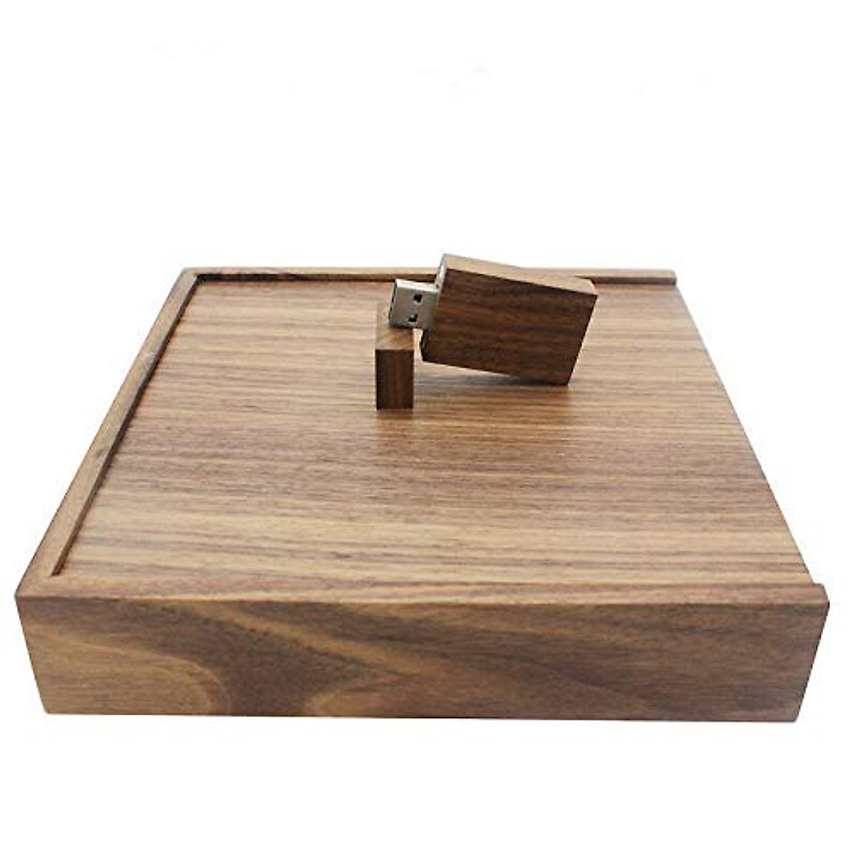 Custom USB Flash Drives Personalized with Your Logo, USB 3.0 Walnut Wooden USB Flash Pen Driver with Photo Wood Album Box,Laser Engrave Logo (32GB, one Walnut USB+4x6 Photo Box)