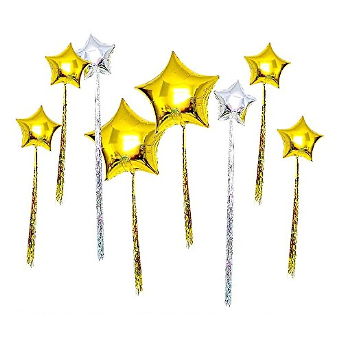 18" Star Balloons Foil Balloons Mylar Balloons Party Decorations Balloons, Silver, 10 Pieces