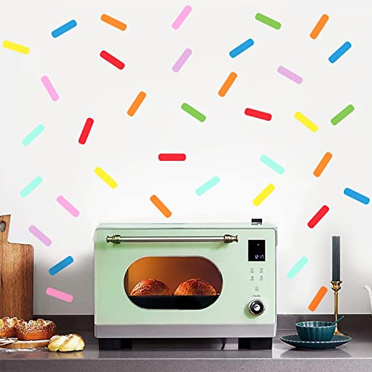 Supzone 128Pcs Colorful Sprinkles Wall Decals Confetti Wall Stickers Mini Bar Matte Finish Vinyl Wall Art Sticker for Kids Nursery Playroom Teen Girl's Bedroom Dorm Home Wall Decoration