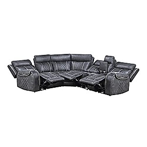 Lexicon Hartley Wall-Hugger Modular Power Reclining Sectional Sofa, All Chairs, Gray