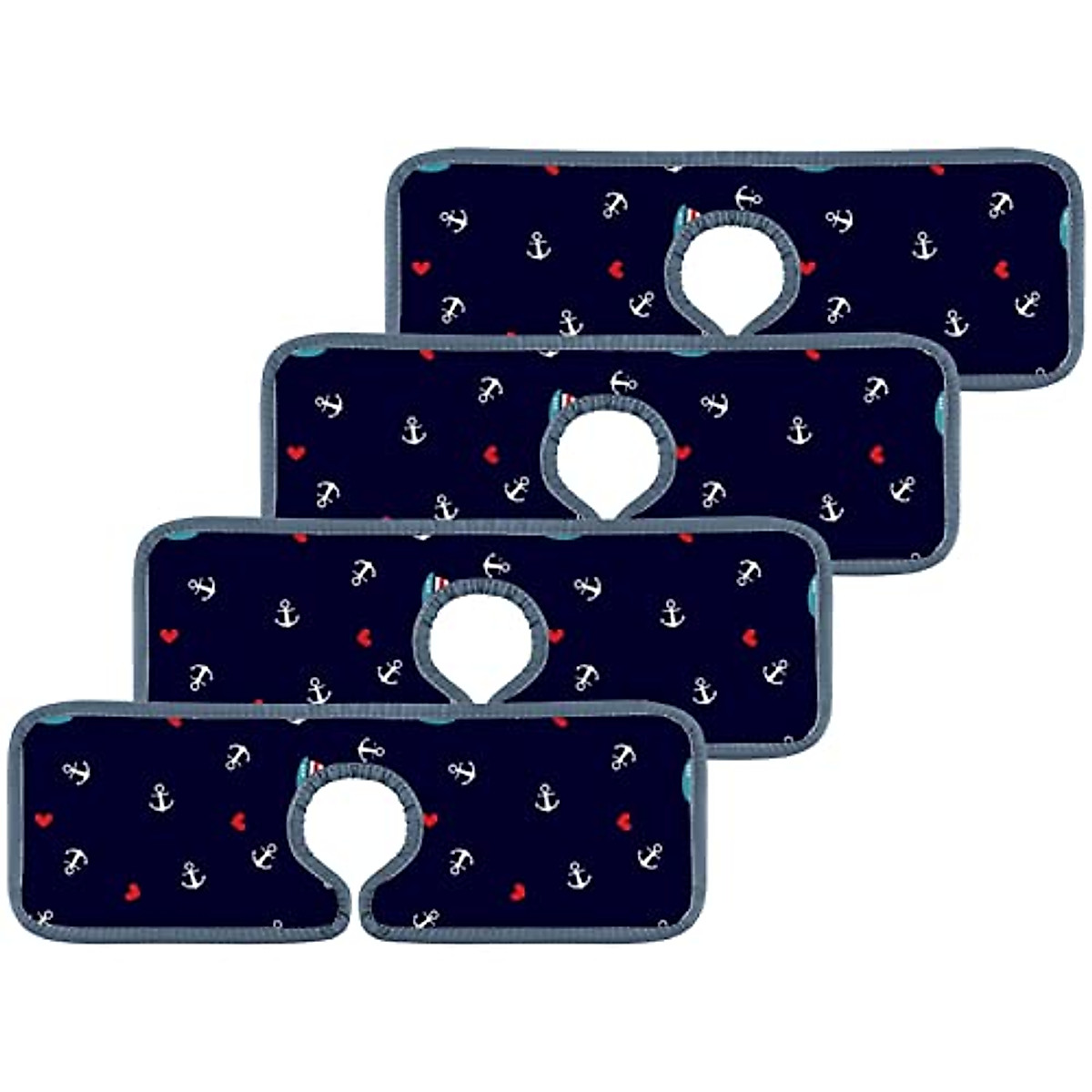 Kitchen Faucet Absorbent Mat 4 Pieces Cute Anchors Sailboat Faucet Sink Splash Guard Bathroom Counter and RV,Faucet Counter Sink Water Stains Preventer