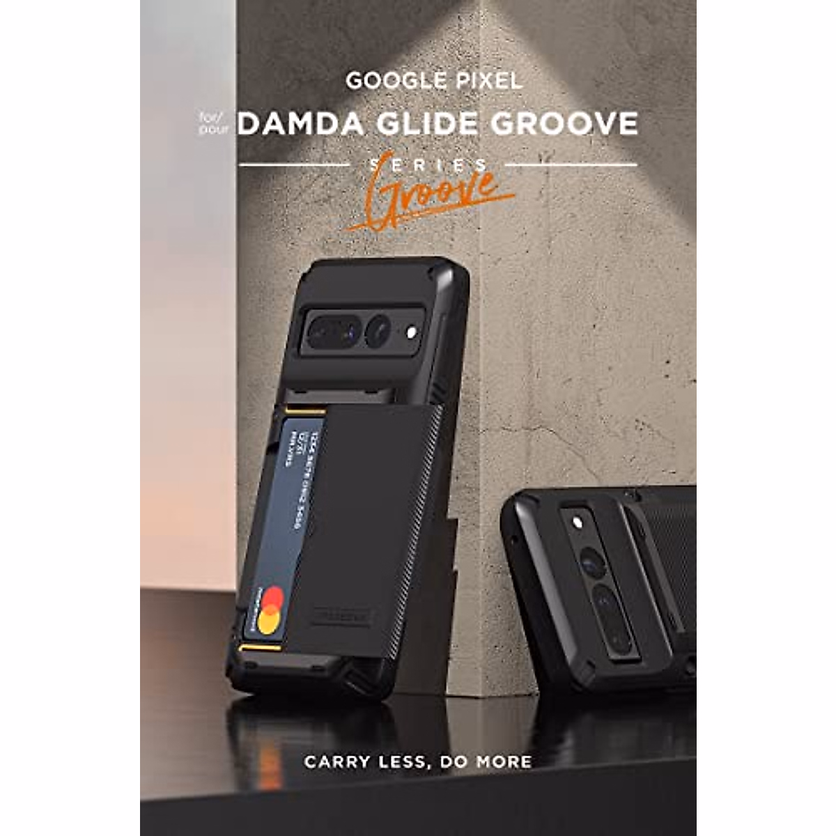 VRS DESIGN Damda Glide Pro Phone Case for Pixel 7 Pro, Sturdy Semi Auto Wallet [4 Cards] Case Compatible for Pixel 7 Pro Case (2022) (Groove Metal Black)
