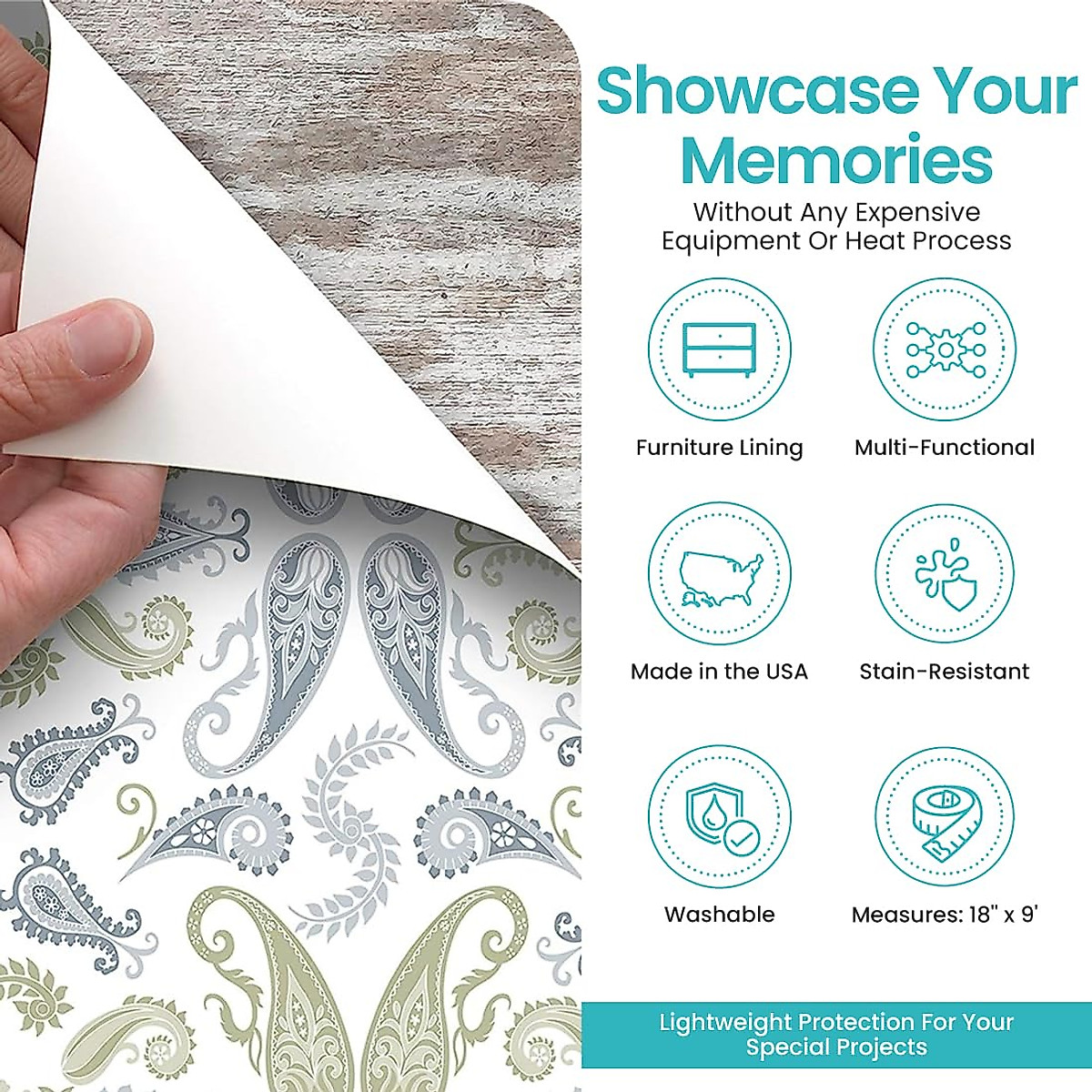 Con-Tact Brand Creative Covering, 09F-C9V03-12, Adhesive Vinyl Shelf Liner and Drawer Liner, Abbey Sage, 18"x 9'