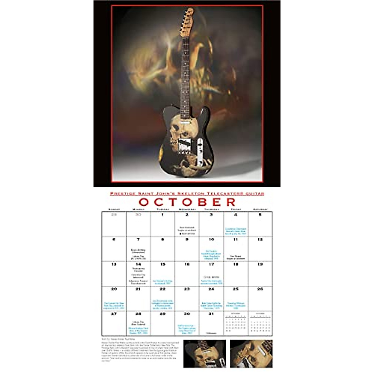 Fender Custom Shop Guitar 2024 Wall Calendar, 12" x 12"