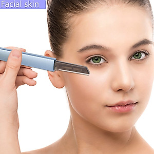 Dermaplaning Tool,Safe aluminum alloy eyebrow Razor, Eyebrow Trimmer Shaper,Face Razors for Women, metal matte material can be replaced with blades (Blue)