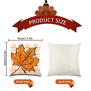 YUJUN 4 Pack Fall Pillow Covers Decoration,18x18in Buffalo Plaid Farmhouse Pumpkin Maple Leaves Thanksgiving Fall Throw Pillows Cushion Case Couch Decor for Autumn Home Outdoor Decorations