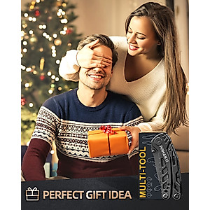 Multitool Knife, Pohaku 13 in 1 Pocket Multitool, Multi Tool with 3" Large Blade, Safety Locking Design, Spring-Action Plier, Durable Nylon Sheath for Outdoor, Camping, Fishing, Survival,Hiking