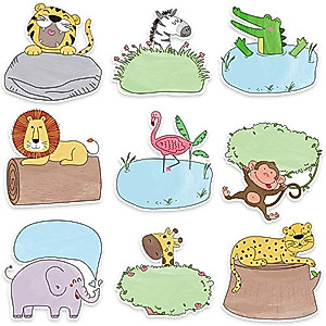 45 Pieces Jungle Animal Cutouts Safari Friend Animal Cutouts Versatile Colorful Classroom Decoration with Glue Point Dots for Bulletin Board Classroom School Safari Animals Theme Party, 5.9 x 5.9 Inch