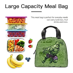 Grehge MNBVCX Green Insulated Lunch Bag Comics Lunch Box Portable Lunch Kit for Men Women Travel Picnic Beach