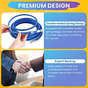 AMGSH Airless Paint Spray Hose, 1/4 in High Pressure Universal Airless Paint Sprayer Hose Flexible Fiber Tube 3300 PSI Flexible Fiber Tube (Blue, 25Ft / 7.5 m)