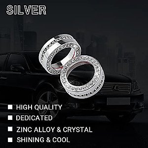 1797 for Chevy Chevrolet Equinox Accessories 2018-2022 Bling AC Knobs Caps Ring Air Conditioner Radio Volume Covers Stickers Decals Silver Crystal Pack of 2