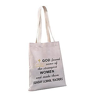 G2TUP Sunday School Teacher Appreciation Gift Christian Teacher Tote Bag God Made Them Sunday School Teachers Shoulder Bag (SST Tote)