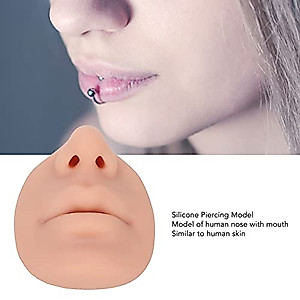 Silicone Nose Mode, Silicone Piercing Model, Nose Model for Piercing, with Mouth Flexible Soft Imitation Nose Model, Reusable Nose Displays, for Practice Training (Medium Skin Color)