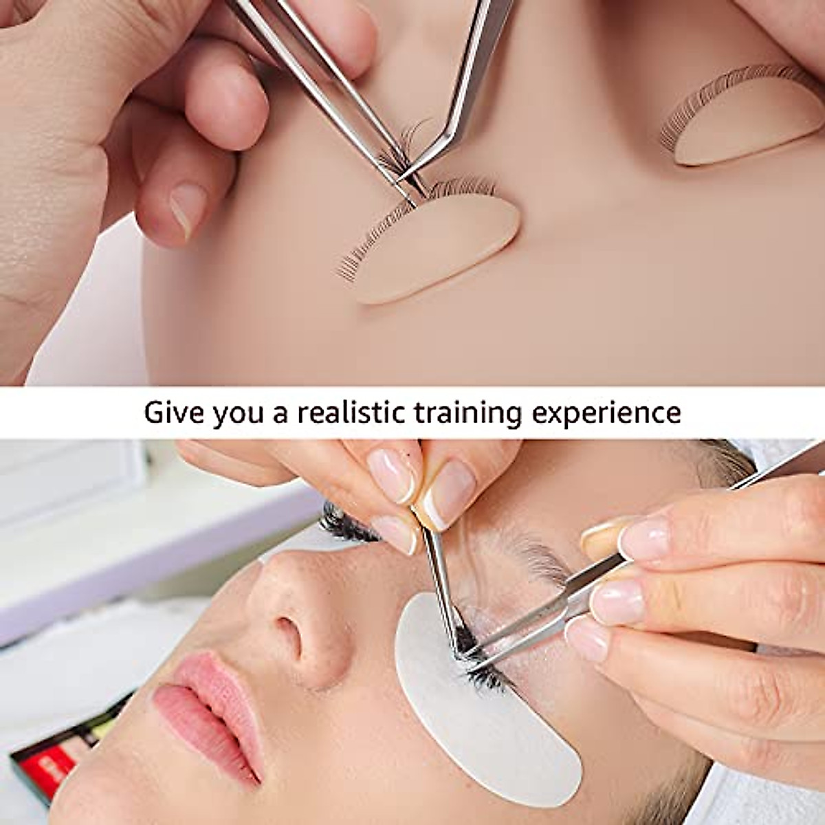 Embagol Lash Mannequin Head With 2 Pairs Replacement Eyelids For Eyelash Extension Removable Realistic Eyelids Makeup Lash Extension Training Practice Beginner Friendly Soft Silicone Lash Accessories